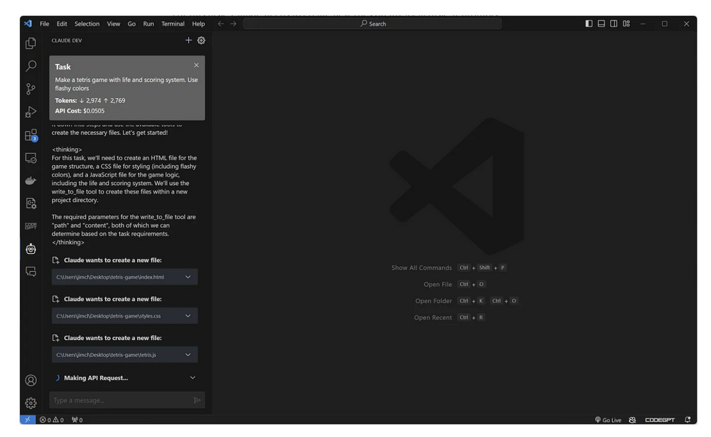Claude Dev, un programador de IA de código abierto en VS Code