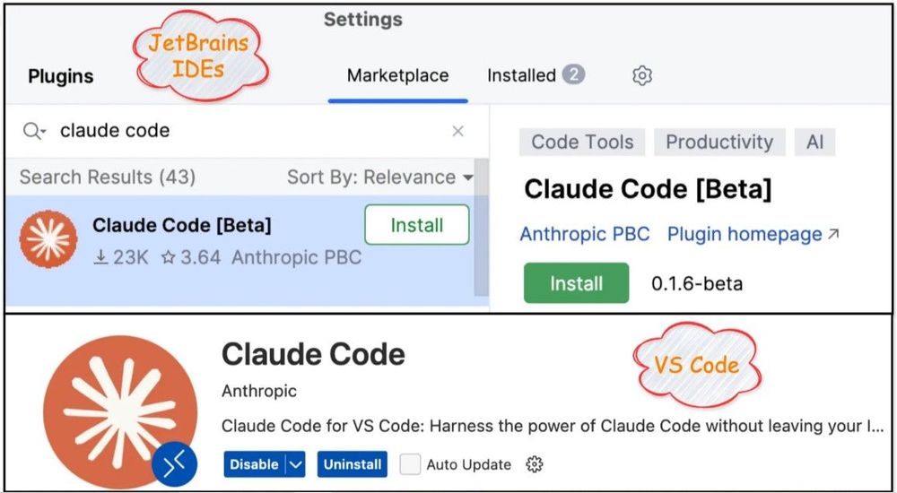 Integraciones de Claude Code IDE para IDE de JetBrains y VS Code